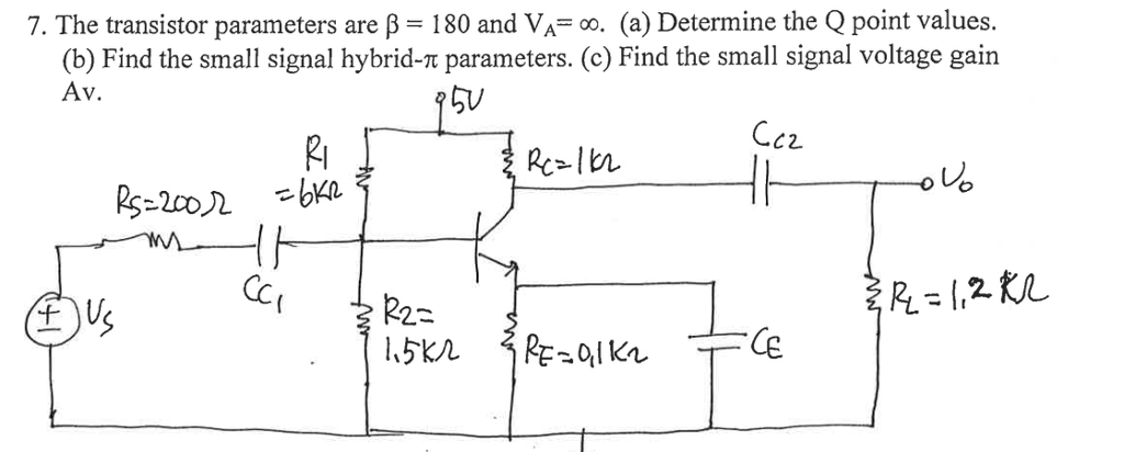 Solved The transistor parameters are beta = 180 and V_A = | Chegg.com