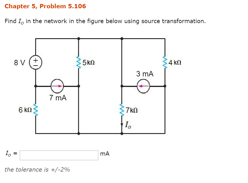 Solved Chapter 5, Problem 5.106 Find Io in the network in | Chegg.com