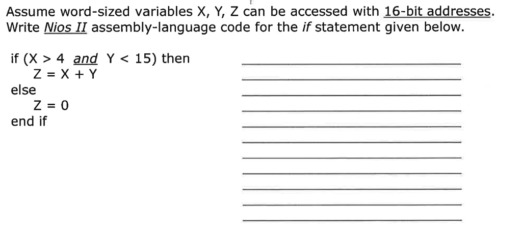 Solved Assume word-sized variables X, Y, Z can be accessed | Chegg.com