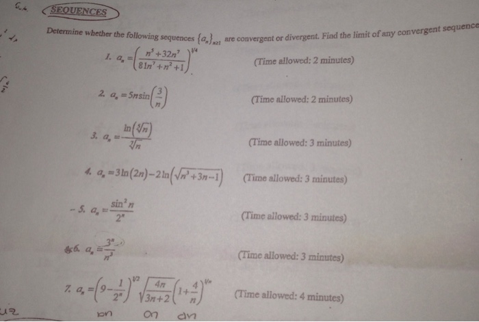 Solved Determine whether the following sequences (a_n)_nge1 | Chegg.com
