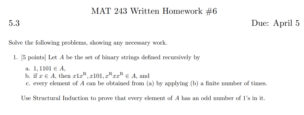 Solved MAT 243 Written Homework #6 5.3 Due: April 5 Solve | Chegg.com
