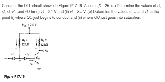 Solved Consider the DTL circuit shown in Figure P17.19. | Chegg.com