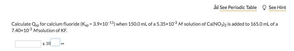 Solved See Periodic Table See Hint Calculate Qsp for calcium | Chegg.com