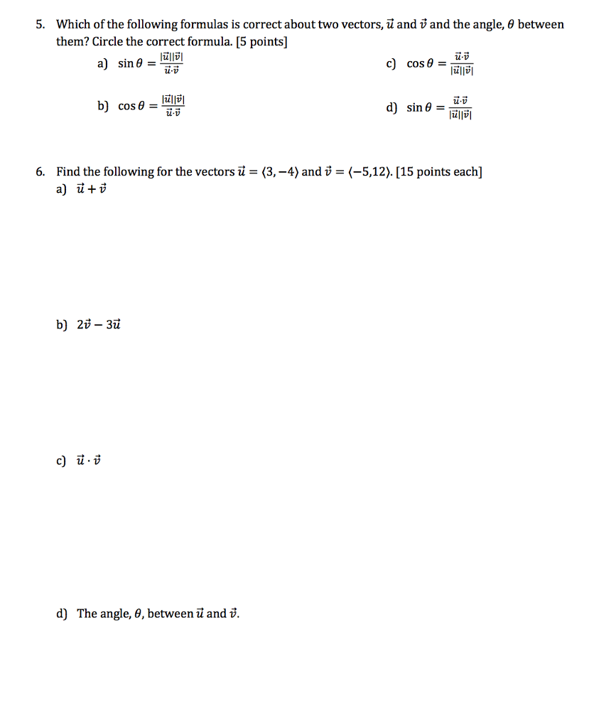 Solved 5" which of the following formulas is correct about | Chegg.com
