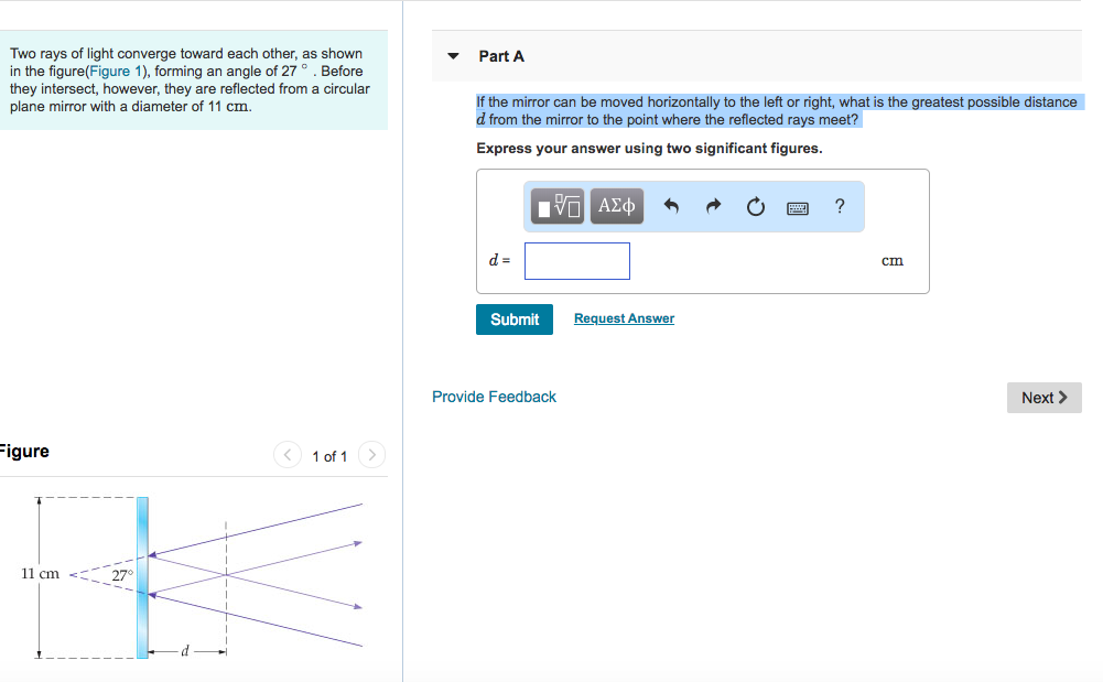Solved Two rays of light converge toward each other, as | Chegg.com