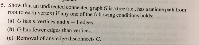 Solved Show that an undirected connected graph G is a tree | Chegg.com