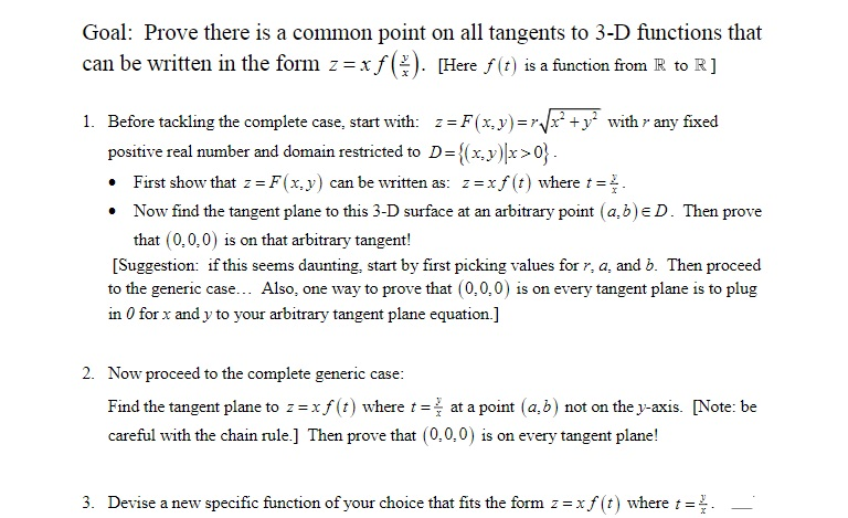 Solved Goal: Prove there is a common point on all tangents | Chegg.com