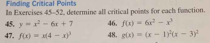 Solved Finding Critical Points In Exercises 45 - 52, | Chegg.com