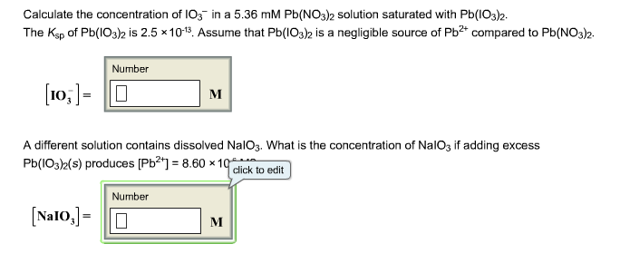 Solved Calculate the concentration of IO3 in a 5.36 mM | Chegg.com