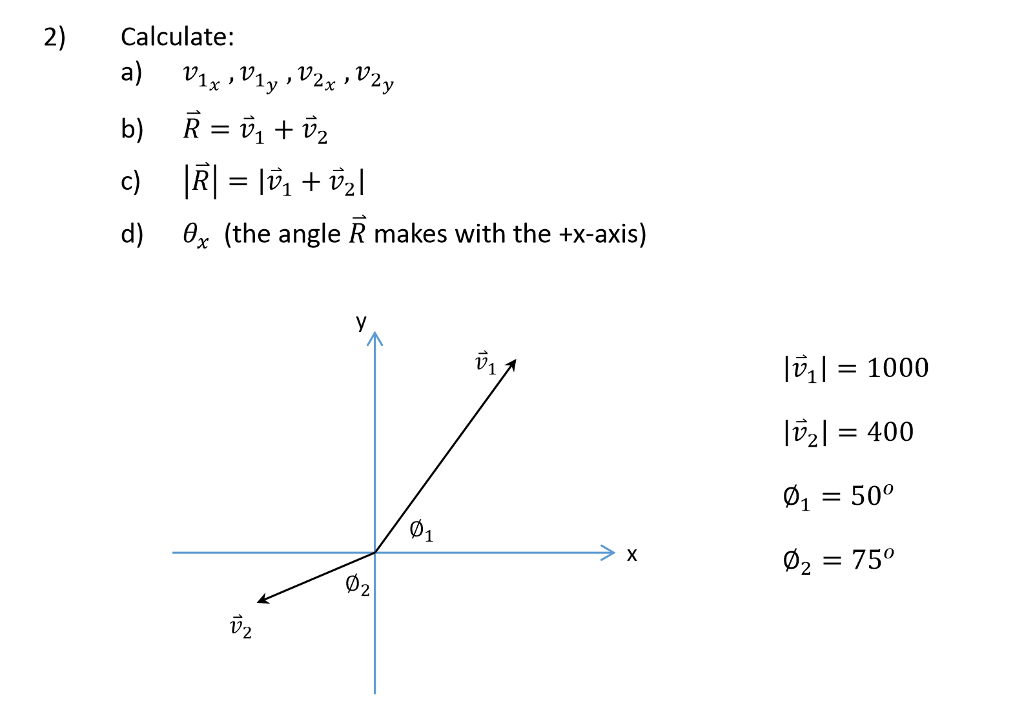 Solved Calculate: a) v_1_x, v_1_y, v_2_x, v_2_y b) R | Chegg.com