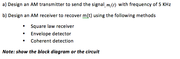 Solved Design an AM transmitter to send the signal_m_1(t) | Chegg.com