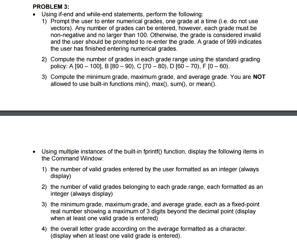 Solved Using if-end and while-end statements, perform the | Chegg.com