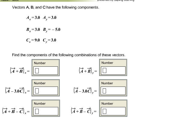 Solved Vectors A, B, and C have the following components. | Chegg.com