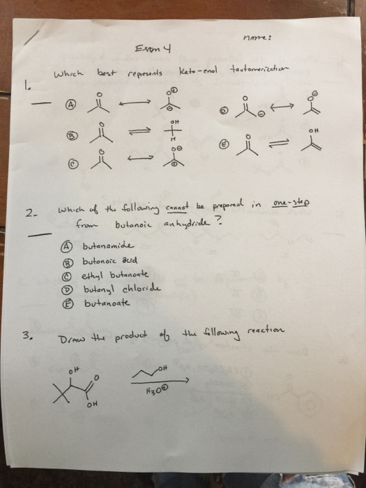 Solved Which best represents keto-enol tautomerization | Chegg.com