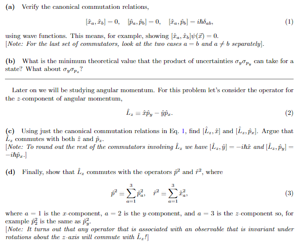 Solved (a) Verify the canonical commutation relations, using | Chegg.com
