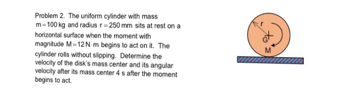 Solved The uniform cylinder with mass m = 100 kg and radius | Chegg.com