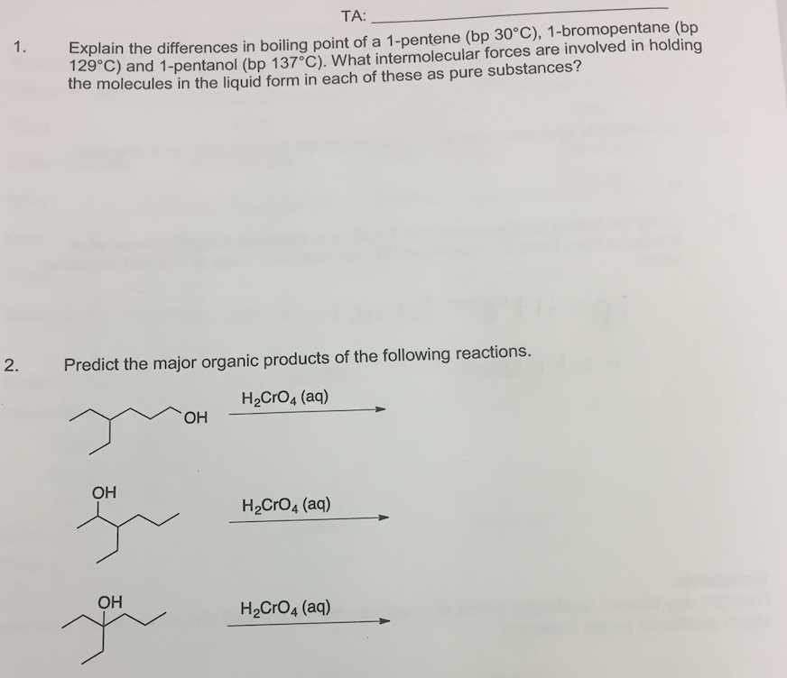 Solved Explain the differences in boiling point of a | Chegg.com