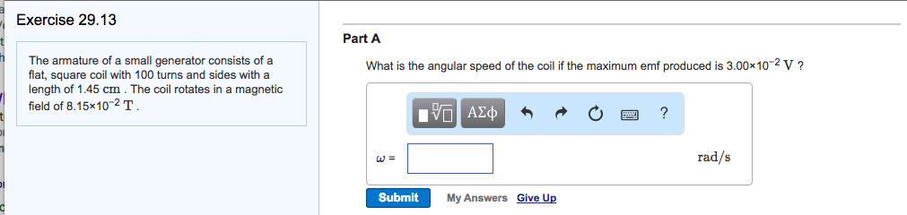 Solved Exercise 29.13 Part A The armature of a small | Chegg.com