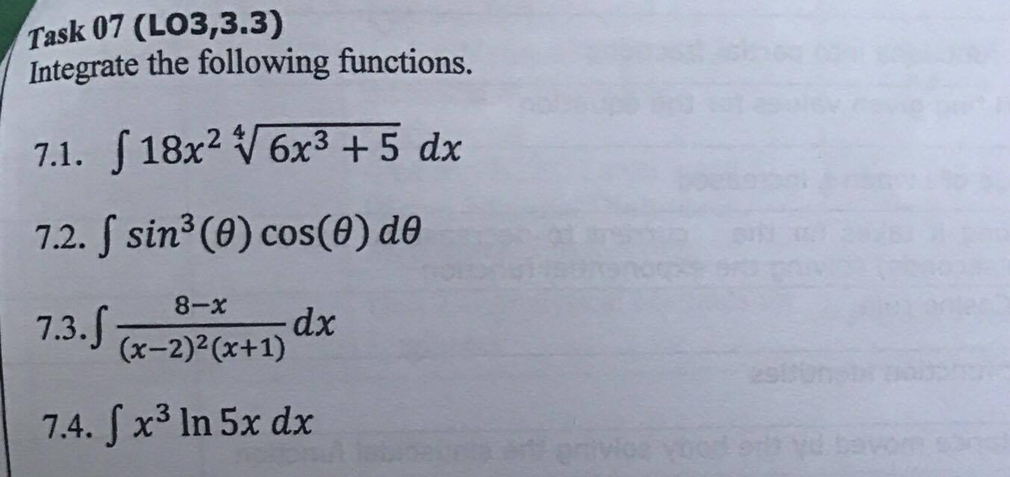 Solved Integrate the following functions. integral | Chegg.com