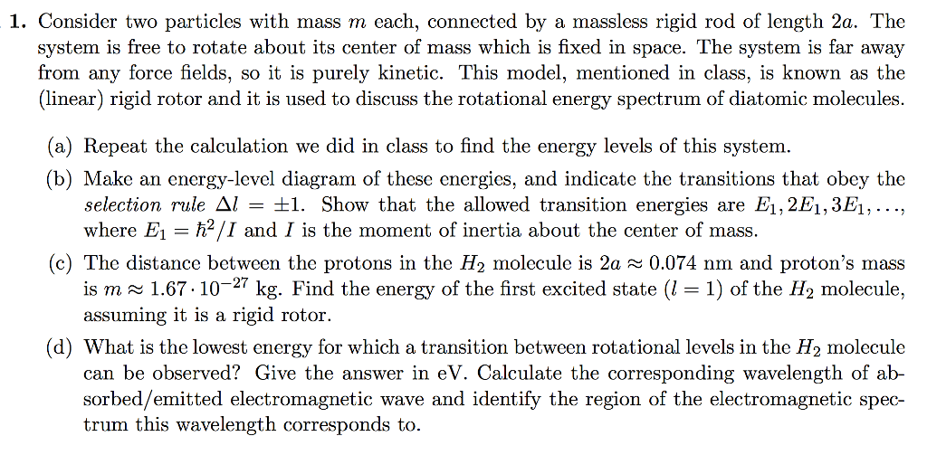 Solved Consider two particles with mass m each, connected by | Chegg.com