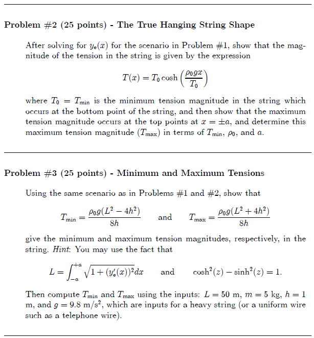 Solved Problem 1 40 Points The True Hanging String Shape