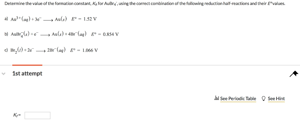 Solved Determine the value of the formation constant, K, for | Chegg.com