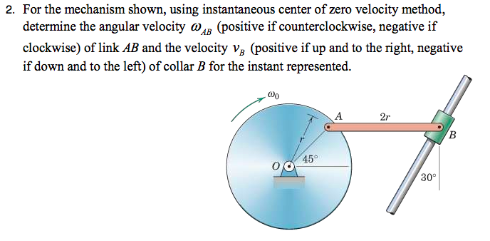For the mechanism shown, using instantaneous center | Chegg.com