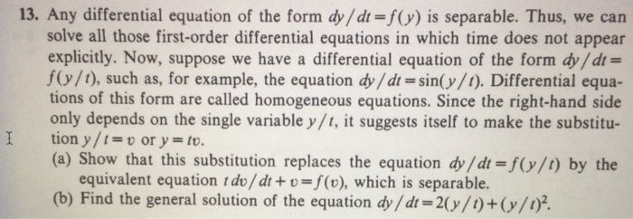 Solved Any differential equation of the form dy/dt = f(y) is | Chegg.com