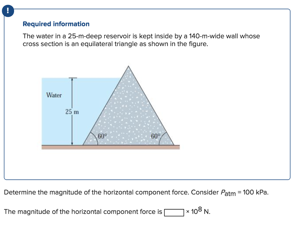 Solved Required information The water in a 25-m-deep | Chegg.com