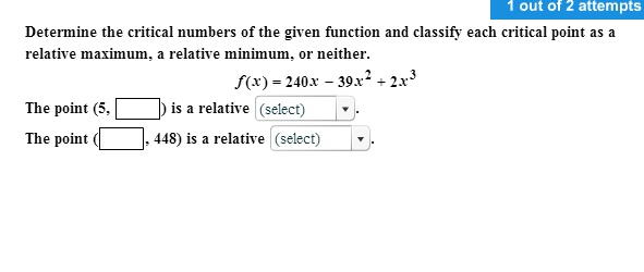 Solved Determine the critical numbers of the given function | Chegg.com