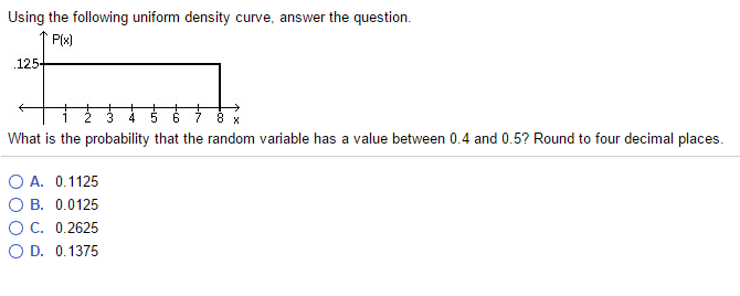 Solved Using the following uniform density curve, answer the | Chegg.com