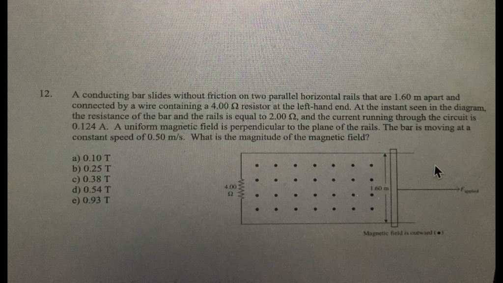 Solved A conducting bar slides without friction on two | Chegg.com