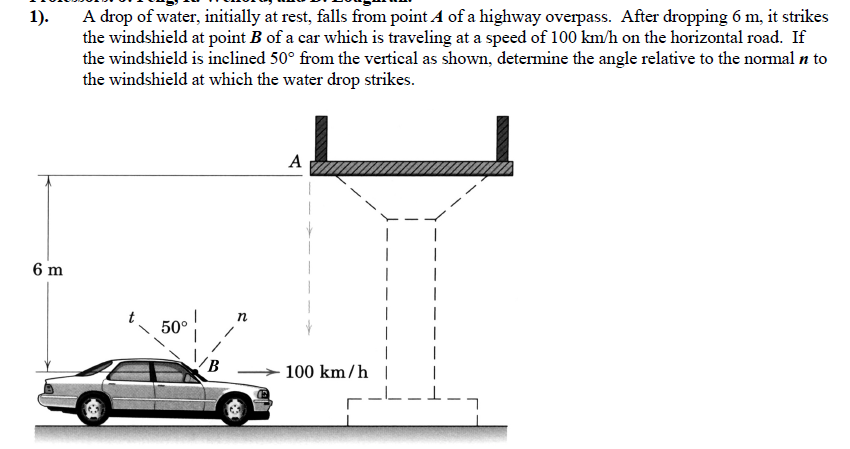 Solved A drop of water, initially at rest, falls from point | Chegg.com