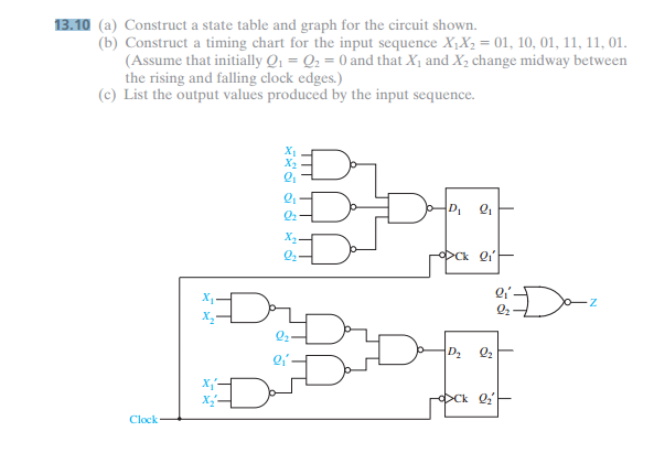 Solved 13.10 (a) Construct a state table and graph for the | Chegg.com