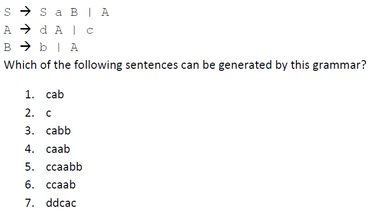 Solved Which of the following sentences can be generated by | Chegg.com