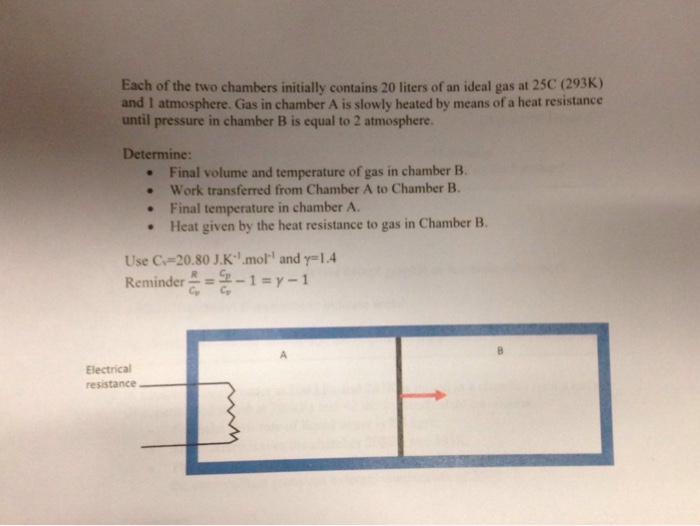 Solved Each of the two chambers initially contains 20 liters | Chegg.com