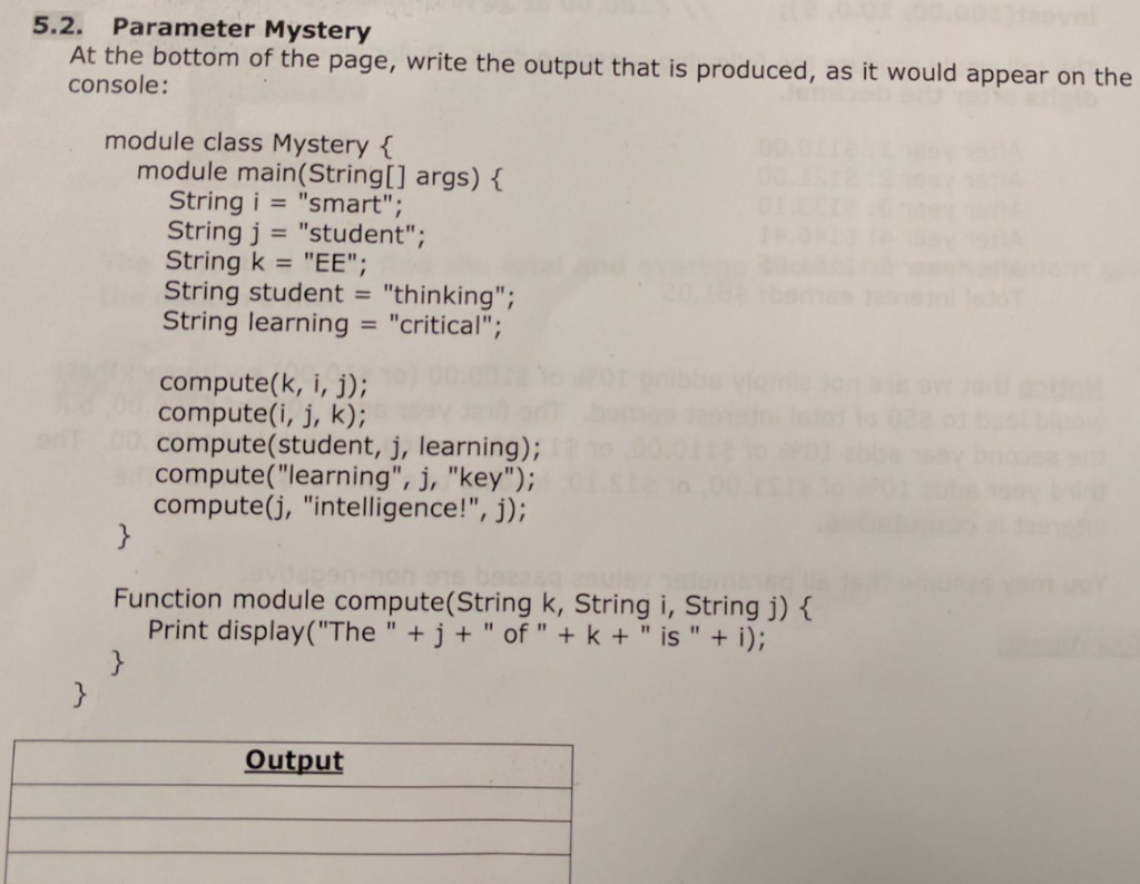Solved Parameter Mystery At the bottom of the page, write | Chegg.com