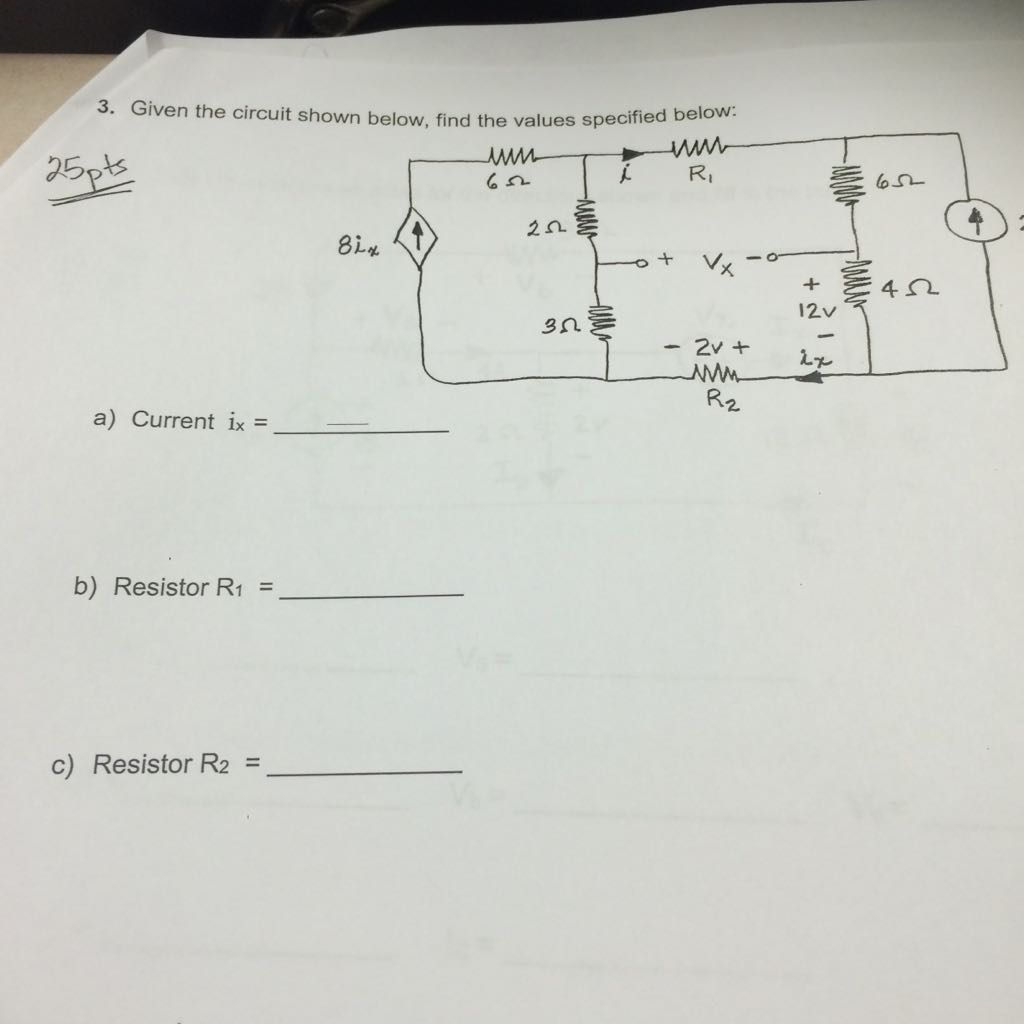 Solved Given the circuit shown below, find the values | Chegg.com