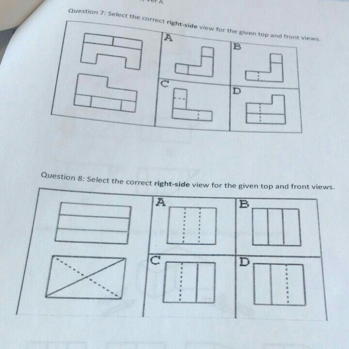 Solved Question 7: Select the rrect right-side view for the | Chegg.com