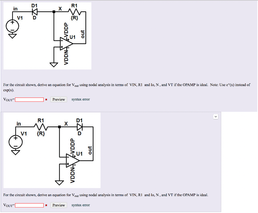 Solved For the circuit shown, derive an equation for V_out | Chegg.com