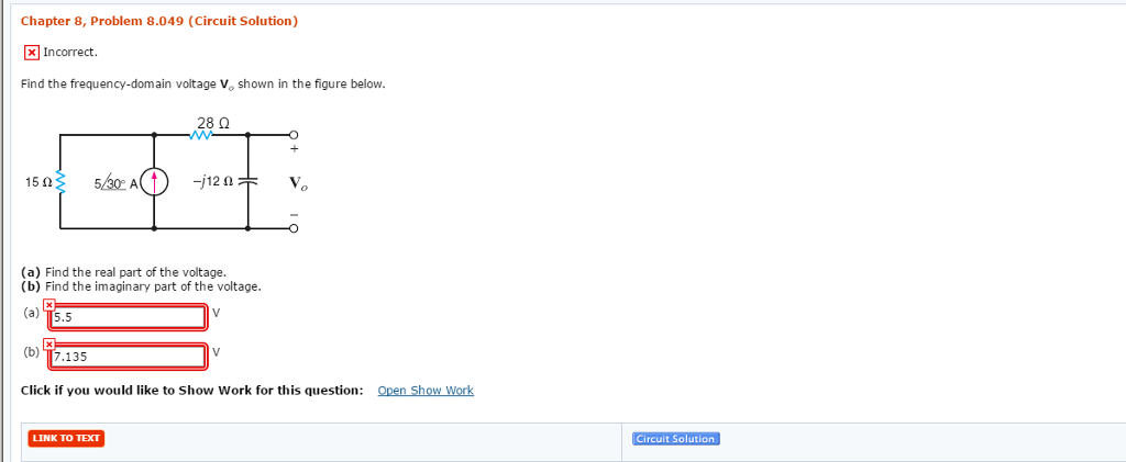 Solved Chapter 8, Problem 8.049 (Circuit Solution) | Chegg.com