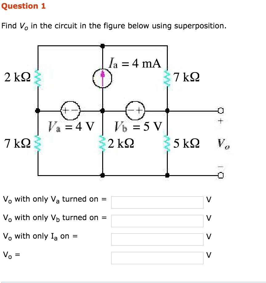 Solved Find Vo in the circuit in the figure below using | Chegg.com