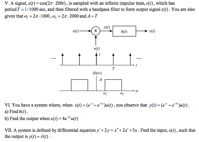 A signal, x(t) = cos(2 pi. 200t), is sampled with an | Chegg.com