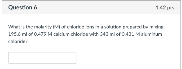 Solved What is the molarity (M) of chloride ions in a | Chegg.com