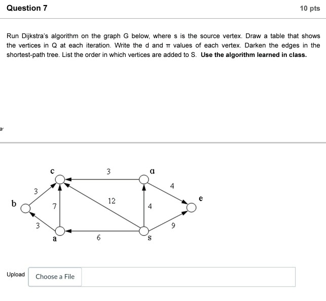 Solved Question 6 10 pts Consider the graph G below. Apply | Chegg.com