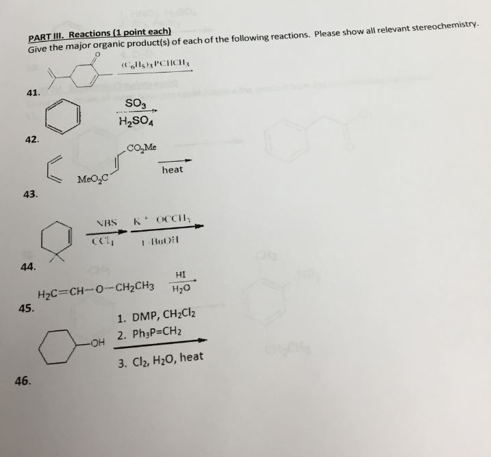 Solved Organic II questions. Give the major products of each | Chegg.com