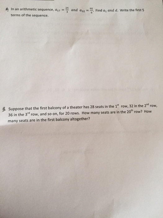 Solved In an arithmetic sequence, a_17 = 25/3 and a_32 = | Chegg.com