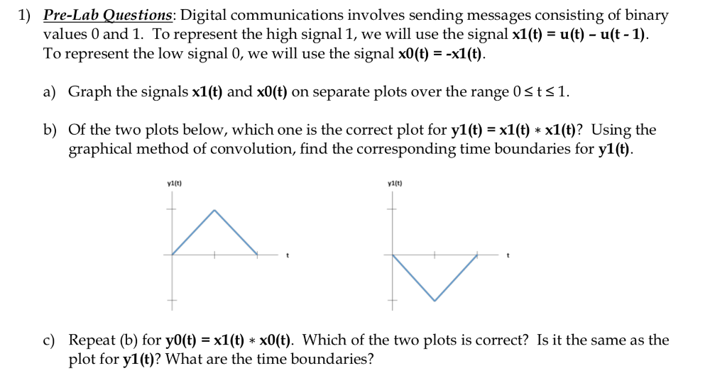 Solved 1) Pre-Lab Questions: Digital communications involves | Chegg.com