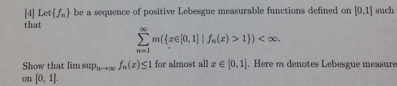 Solved Let{f N} Be A Sequence Of Positive Lebesgue