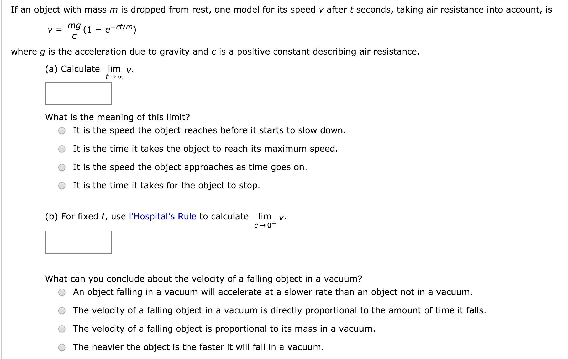Solved If an object with mass m is dropped from rest, one | Chegg.com